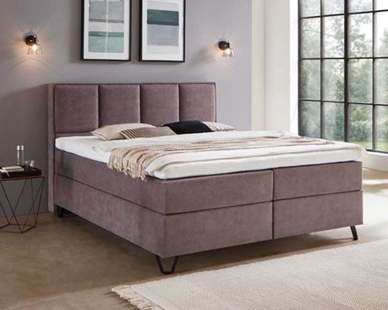 Complete boxspring met hoofdbord, kies zelf het gewenste comfort en de ...