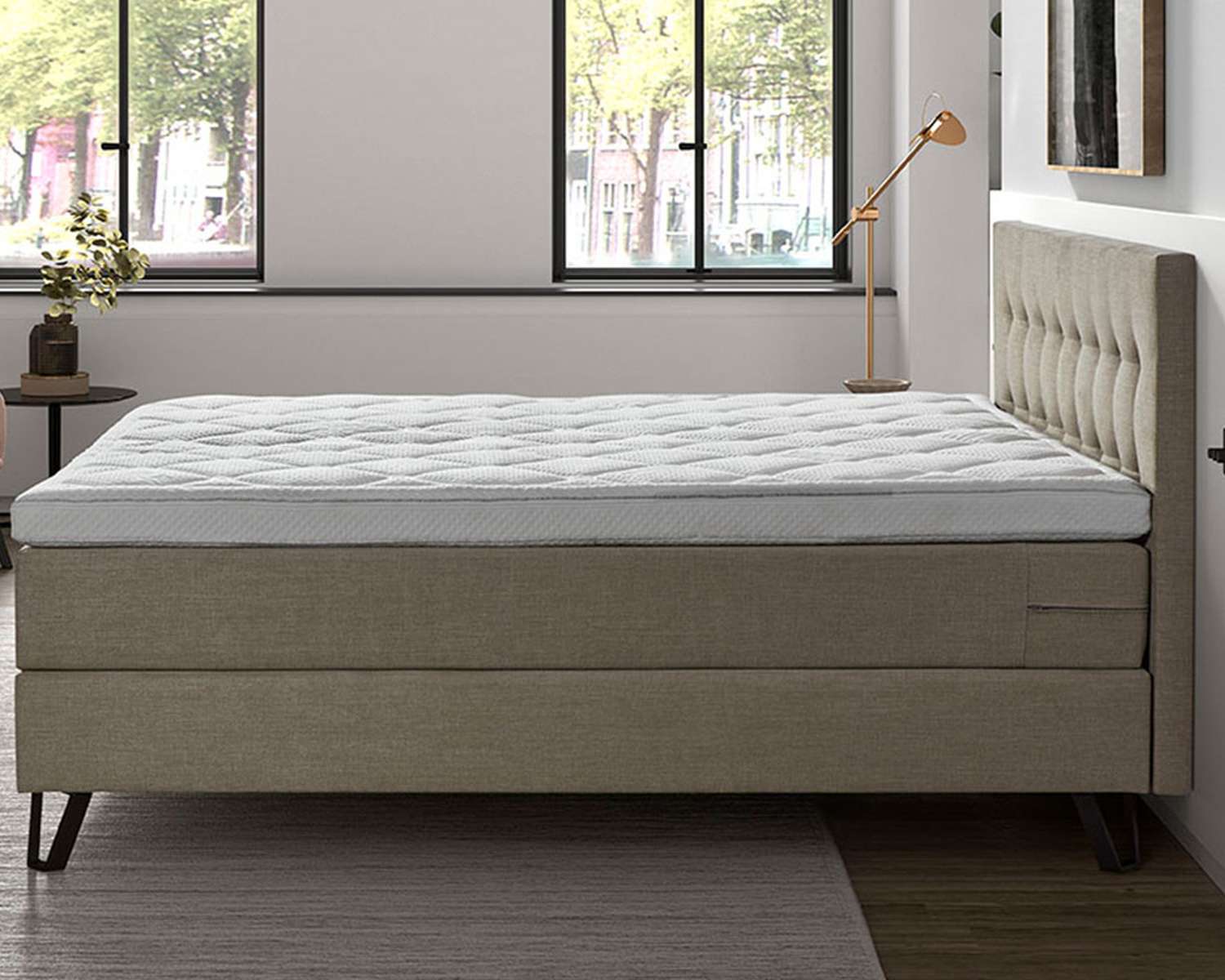 Complete boxspring met hoofdbord, kies zelf het gewenste comfort en de ...
