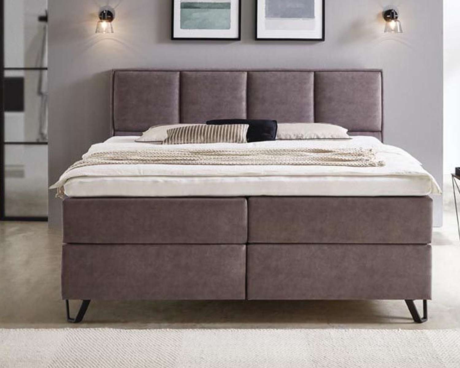 Complete boxspring met hoofdbord, kies zelf het gewenste comfort en de ...