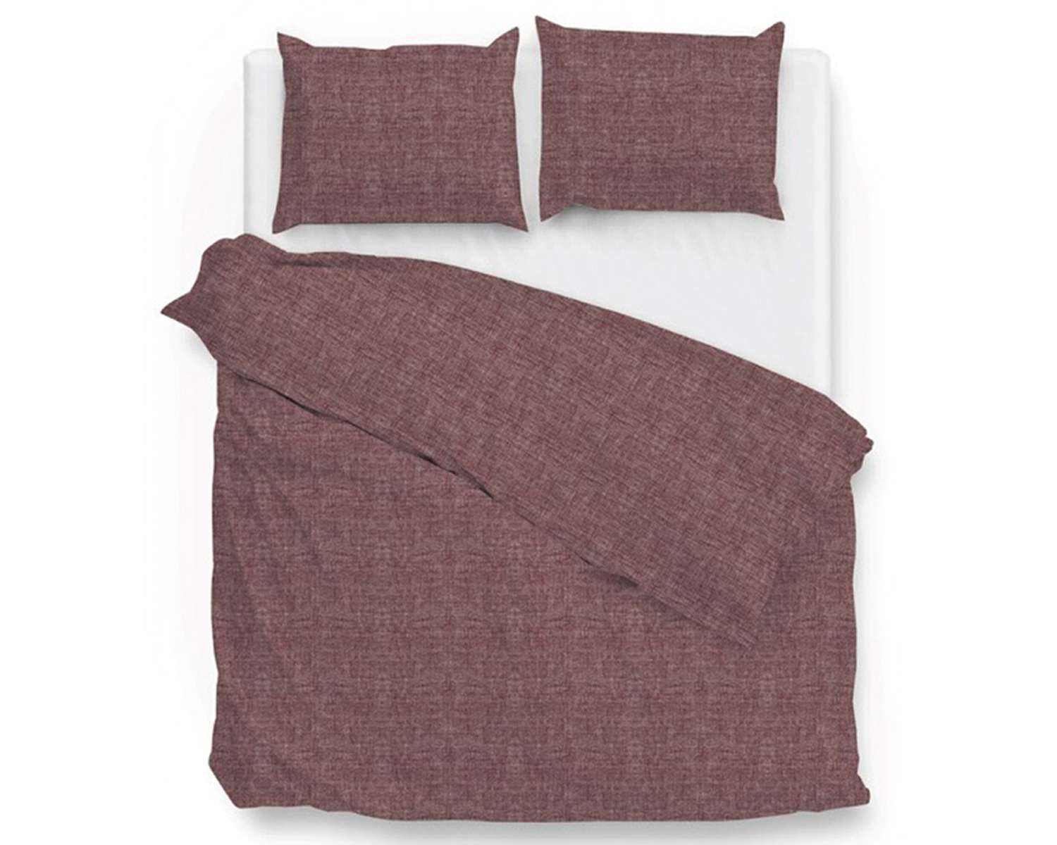 Dekbedovertrek in effen Wijn Rood met gemêleerd dessin van katoen ...